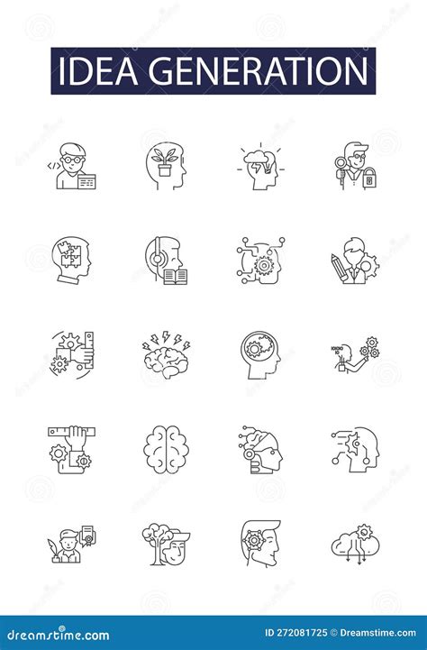 Idea Generation Line Vector Icons And Signs Innovation Conceptualizing Inventing Imagining