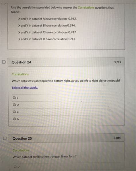 solved use the correlations provided below to answer the