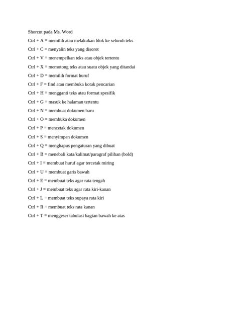 Shorcut Pada Ms Word Pdf