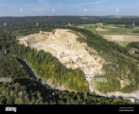 Aerial View Of A Limestone Quarry And Gravel Works Extraction Of Jurassic Limestone From The
