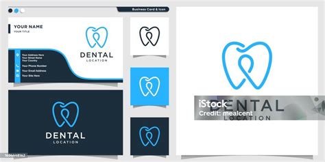 핀 위치 라인 아트 스타일과 명함 디자인 템플릿이 있는 치과 아이콘 프리미엄 벡터 아이콘에 대한 스톡 벡터 아트 및 기타 이미지 아이콘 가리키기 건강관리와 의술