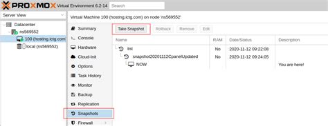 Proxmox Take Snapshot Of Virtual Machine Serverok
