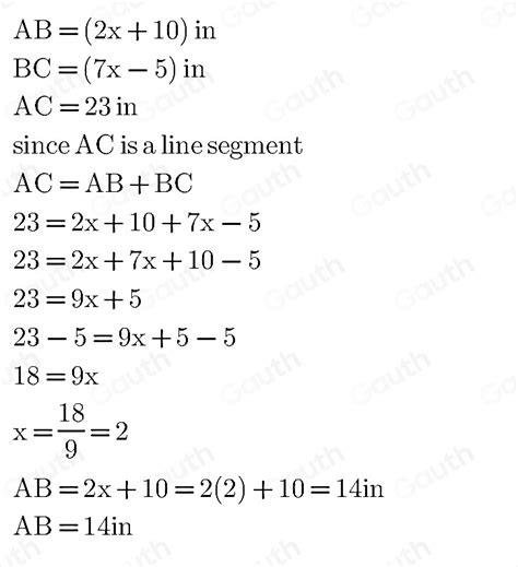 Solved Point B Is Located On Overline Ac If Ab2x10 Inches Bc7x 5