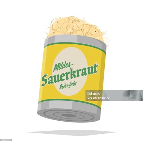 절인 양배추를 의미하는 독일 전문 소금에 절인 양배추의 복고풍 만화 그림 사우어크라우트에 대한 스톡 벡터 아트 및 기타 이미지