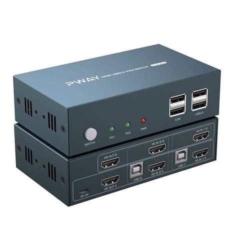 PWAY HDMI KVM Switch 2 Port Dual Monitor Support 4K 30Hz Windows Linux Mac System In Pakistan