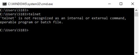 Windows 10 ‘telnet Is Not Recognized As An Internal Or External