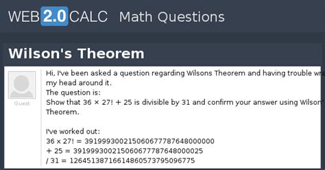 View Question Wilson S Theorem