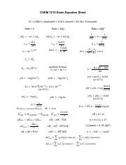 Chemistry Equations And Formulas For Exam Preparation Course Hero