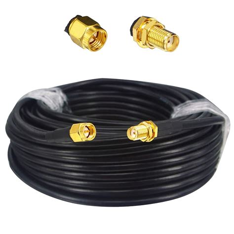 BOOBRIE 20M WiFi Antenna Cable SMA Male To SMA Female RG58 U Coaxial Cable 50 Ohms SMA Extension