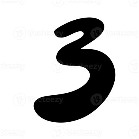 Three Black Number 24068012 Png