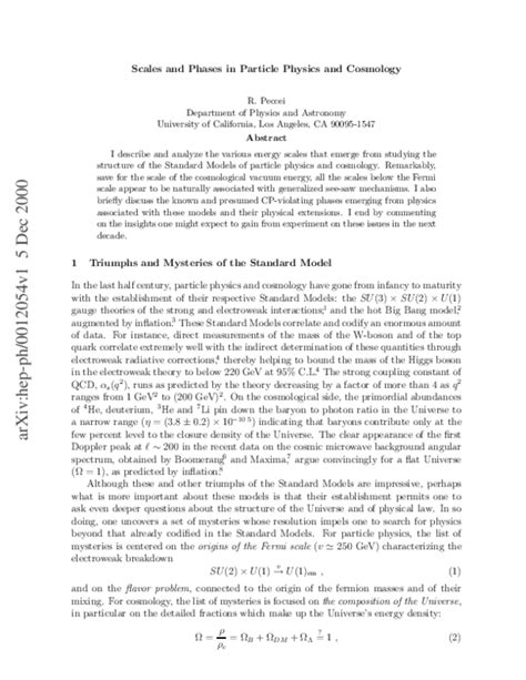 Scales And Phases In Particle Physics And Cosmology