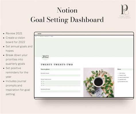 quarterly goal setting notion template goal setting notion etsy