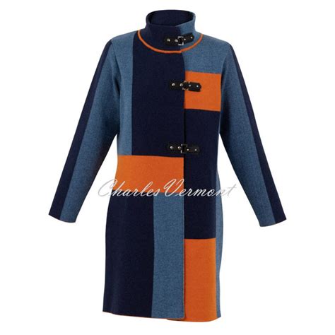 Marble Buckle Coatigan Style 6364 211 Orange Navy Blue