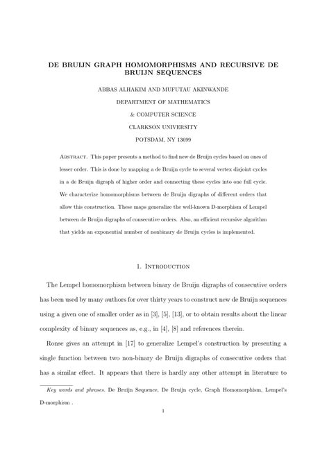 Pdf A Recursive Construction Of Nonbinary De Bruijn Sequences