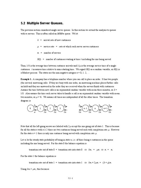 Multiple Server Queues Pdf Mathematical Concepts Analysis