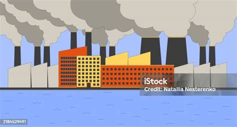 Ilustración De Contaminación Del Aire De La Planta Industrial