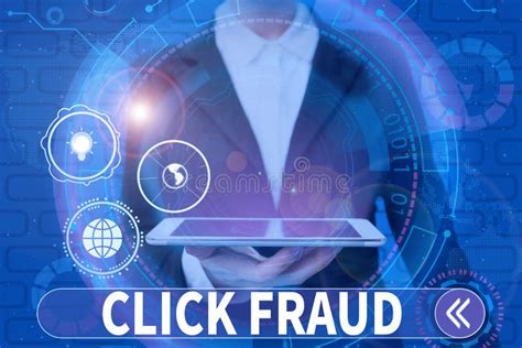 Writing Displaying Text Click Fraud Word Written On Practice Of Repeatedly Clicking On