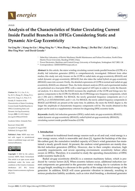 Pdf Analysis Of The Characteristics Of Stator Circulating Current Inside Parallel Branches In