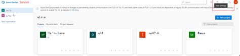 Missing The User Settings Button In Azure Devops Stack Overflow