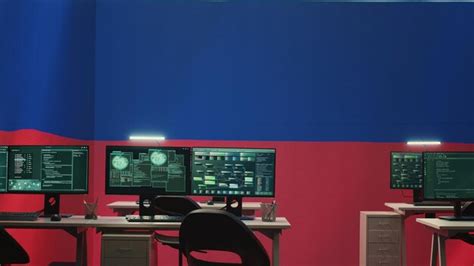 Premium Photo Empty Governmental Hacking Room With Russian Flag On Big Screen