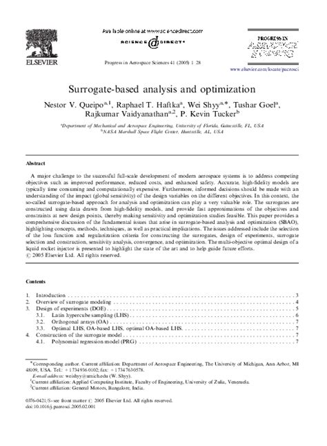 pdf surrogate based analysis and optimization
