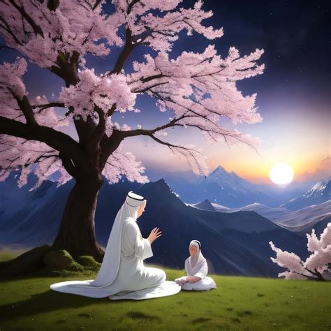 Premium Photo A Painting Of A Man And A Woman Praying In Front Of A Premium Photo A Painting Of A Man And A Woman Praying In Front Of A