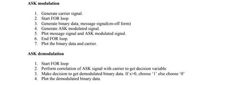 Solved Write A Matlab Code For Ask Modulation And Demodulation