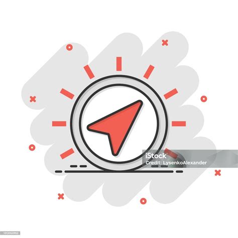 만화 스타일의 글로벌 탐색 아이콘 흰색 고립 된 배경에 나침반 Gps 벡터 만화 그림 위치 검색 비즈니스 컨셉 스플래시 효과 가리키기에 대한 스톡 벡터 아트 및 기타 이미지