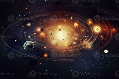 Ai Generated Our 3d Solar System With Planets In Orbits Path Ai