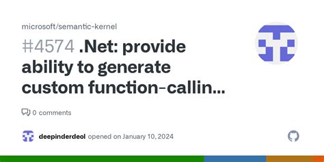 Net Provide Ability To Generate Custom Function Calling Plans · Issue