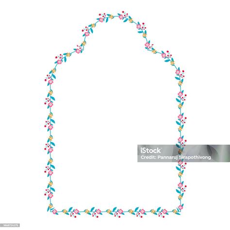 Trefoil 아치 꽃 다채로운 잎 직사각형 프레임 건축 창 문 월계수 꽃 프레임 꽃 잎 테두리 자연 식물 가지 장식 결혼 기념일 축 하 아름 다운 아라비아 풍의 요소 0