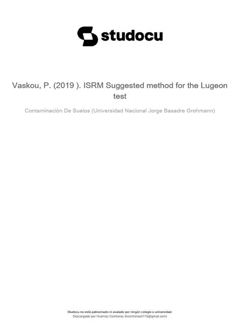 Isrm Suggested Method For The Lugeon Test Pdf Permeability Earth Sciences Pressure