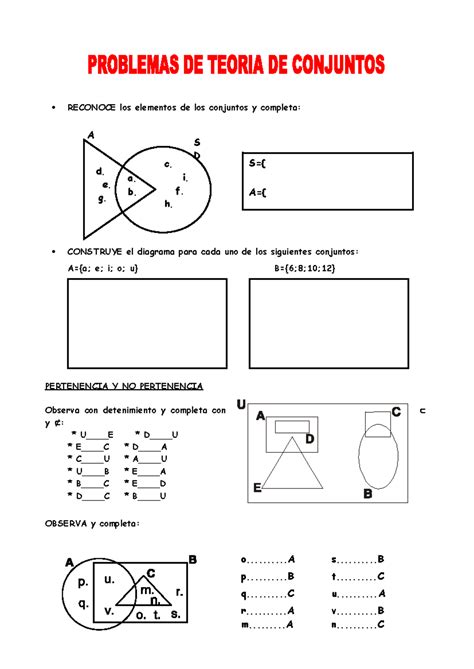 Problemas De Teoria De Conjuntos Para Sexto Grado De Primaria
