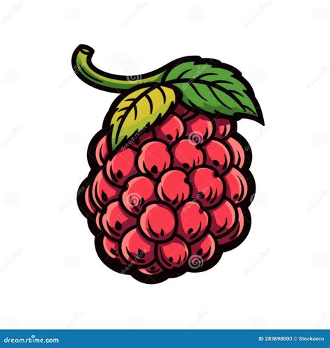 Vibrant Raspberry Cartoon Classic Tattoo Motifs And Visual Puns Stock