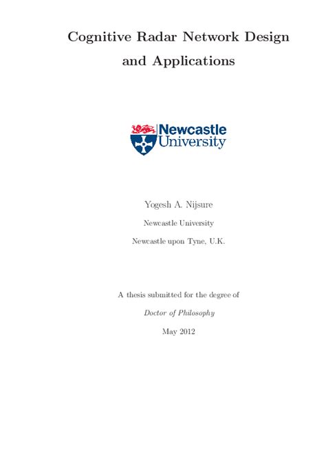 Pdf Cognitive Radar Network Design And Applications