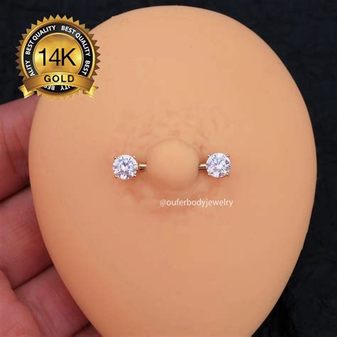 2pcs 14k Gold Nipple Rings14g Nipple Jewelrynipple Barbellnipple