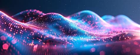 abstract technology flowing data streams neon lines on a dark matrix