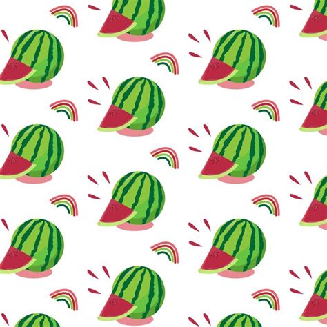 수박 조각 과일 배경 매 없는 패턴 여름 배경 프리미엄 벡터