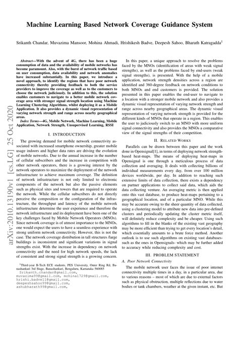 Pdf Machine Learning Based Network Coverage Guidance System