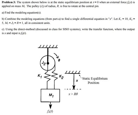 Solved Problem 3 The System Shown Below Is At The Static Equilibrium