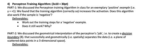 4 perceptron training algorithm 3x10 30pt