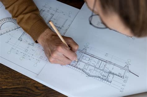 premium photo unrecognizable architect designer sketching drawing