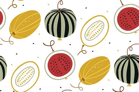 플랫 스타일로 수박과 멜론 하얀 배경에 고립 된 여름 과일 검은 씨앗벡터 수박 배경 매끄러운 수박 패턴 0명에 대한 스톡 벡터 아트 및 기타 이미지 Istock