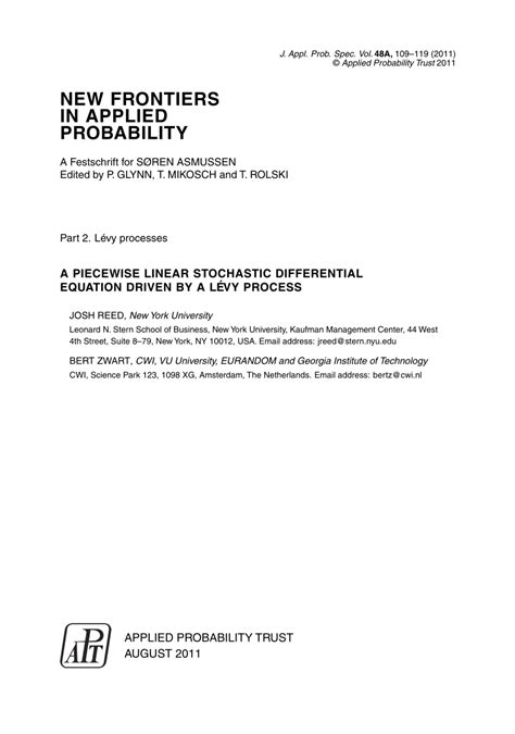 Pdf A Piecewise Linear Stochastic Differential Equation Driven By A Lévy Process