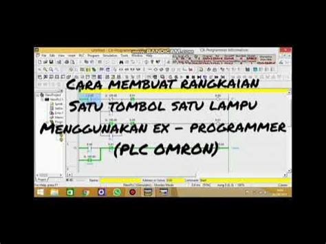 CARA MEMBUAT RANGKAIAN START STOP 1 PUSH BUTTON 1 LAMPU CX PROGRAMMER (PLC OMRON) - YouTube