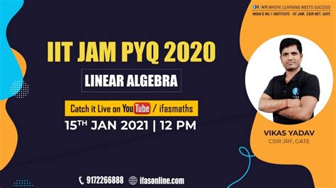 iit jam mathematics pyq 2020 linear algebra youtube