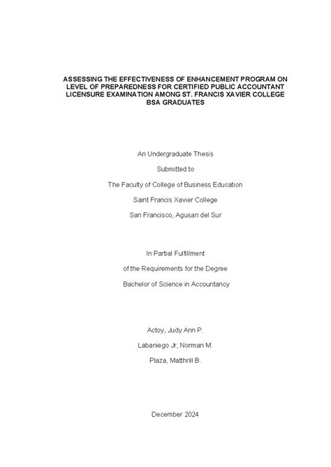 Assessing Enhancement Program Effectiveness For Cpale Readiness Bsa