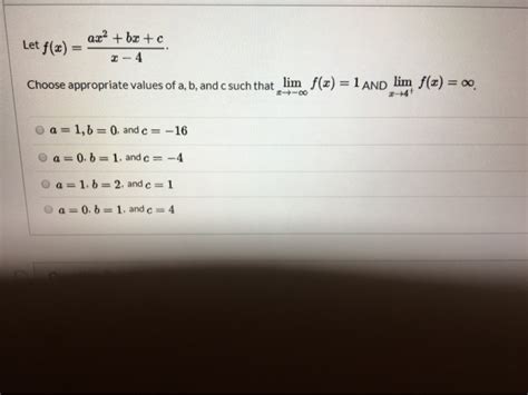 Solved Let F X Ax Bx C Let F 3 4 Choose Appropriate Chegg Com