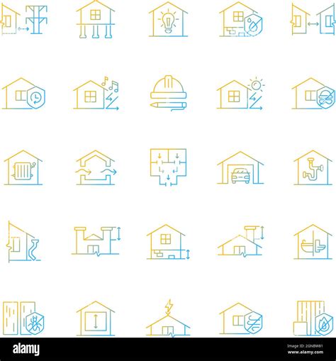 Building Safety Requirements Gradient Linear Vector Icons Set Stock