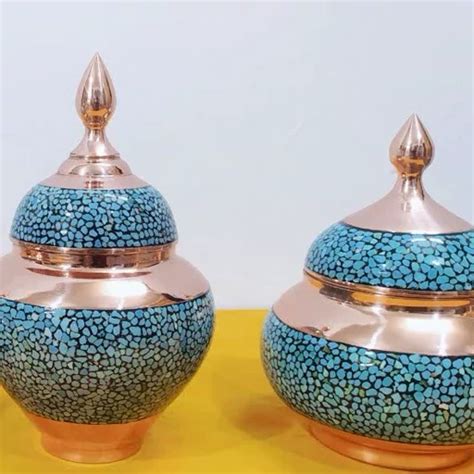 خرید و قیمت قندان سیبی مس فیروزه کوب از غرفه گالری نسترن